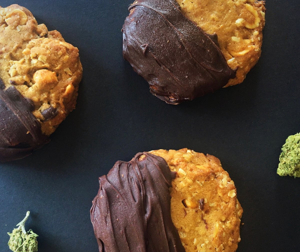 CannaButter Digest Gluten Free Chocolate Dipped Peanut Butter Cookies ...